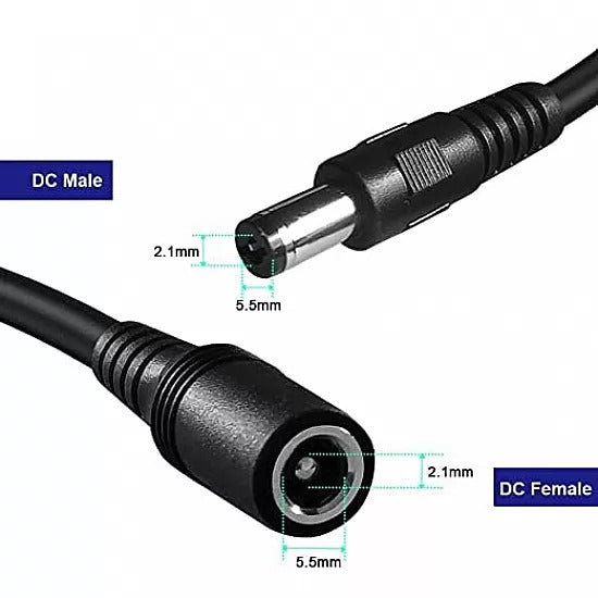 High-Quality 5.5x2.1mm DC Plug Female to Male Wire: Versatile Power Connection Solution