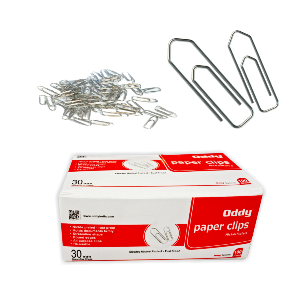 Oddy: PC-30mm Steel Paper Clip Pointed Nickel Plated [Box of 100pcs]