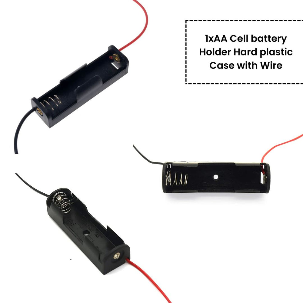 Plastic AA Cell Holder Case with Wire | Secure Battery Enclosure