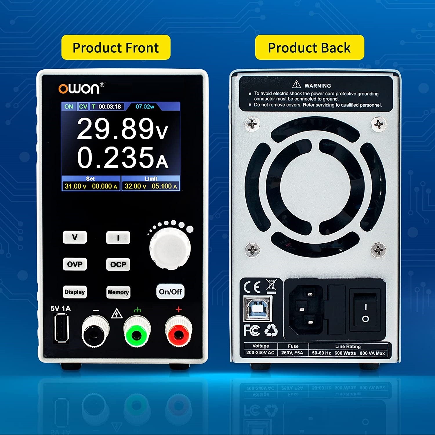 OWON SPE6103 DC Power Supply Variable, 60V 10A