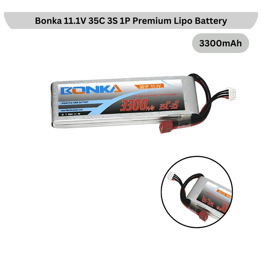 Buy Bonka 11.1V 3S 35C LiPo Battery — High-Performance 2200mAh, 3300mAh ...