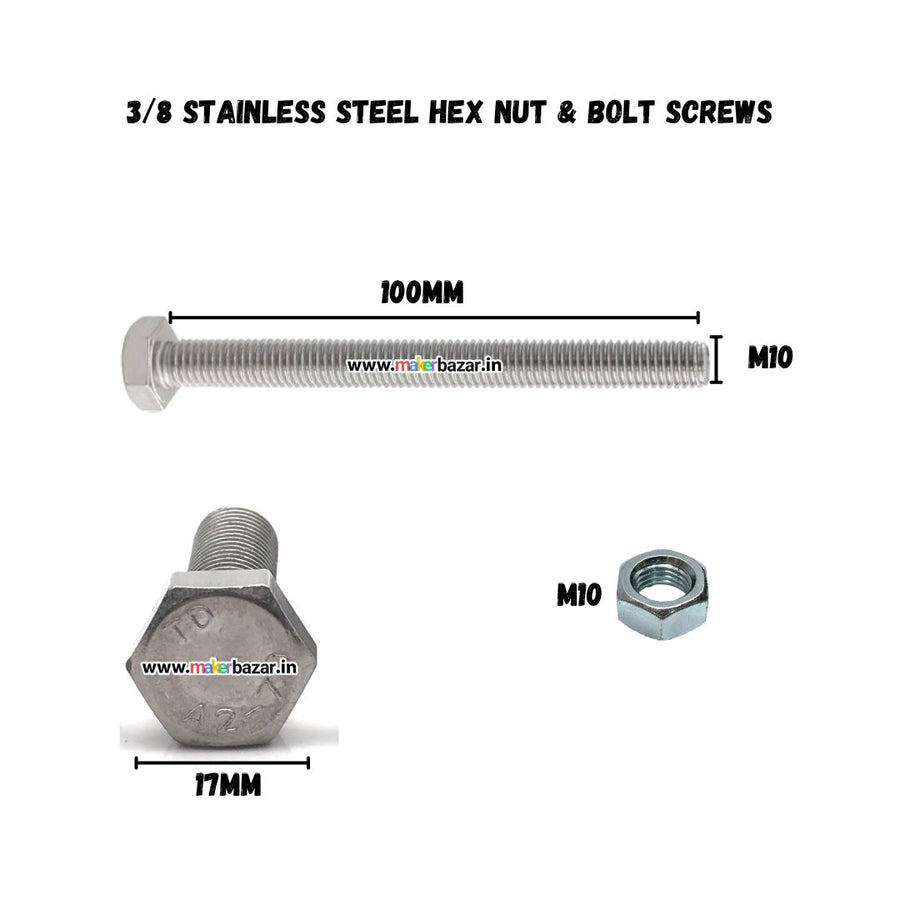 Buy Stainless Steel Hex Nut & Bolt Screws | Makerbazar