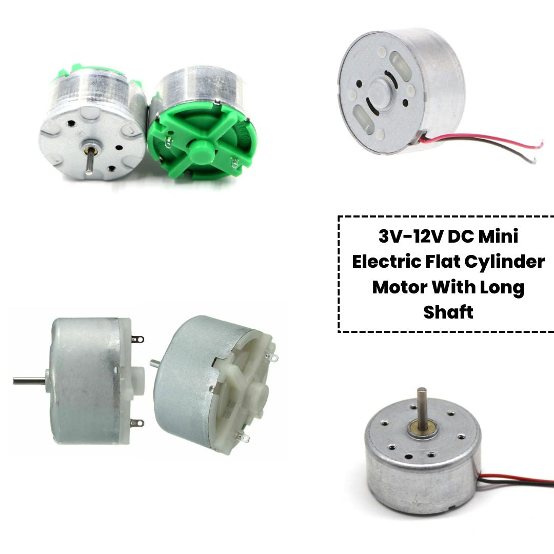 Mini Electric Flat Cylinder Motor with Long Shaft | Compact DC Motor ...