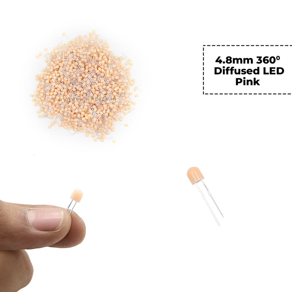4.8mm 360 Degree Diffused Pink LEDs | Pack of 100