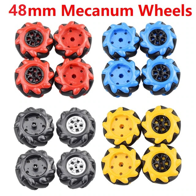 48mm-K 48x25mm Mecanum Omni-Directional Wheel for TT Motors (Set of 4p