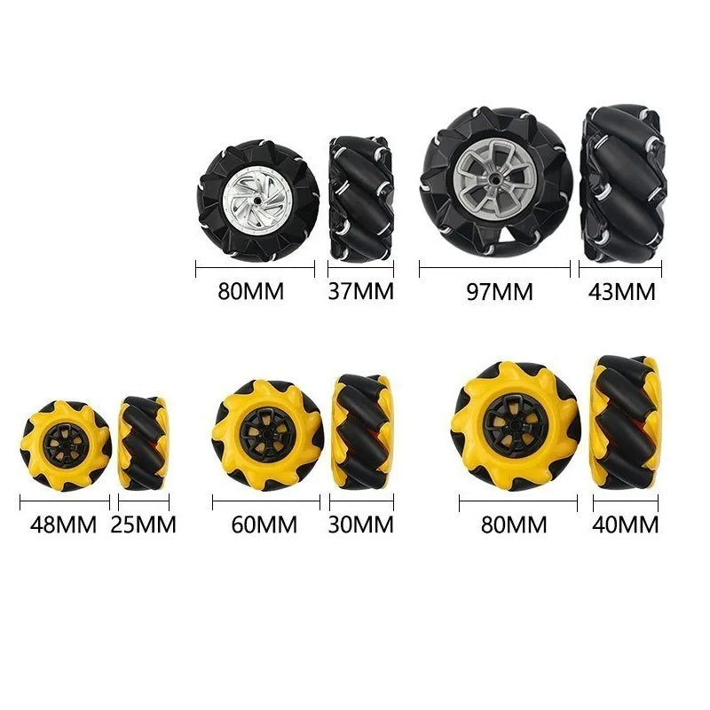 48mm-K 48x25mm Mecanum Omni-Directional Wheel for TT Motors (Set of 4p