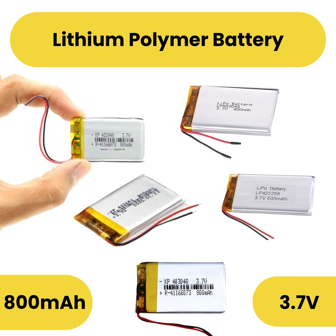 Buy 3.7V 800mAh Lithium Polymer Battery with Single Cell | Makerbazar