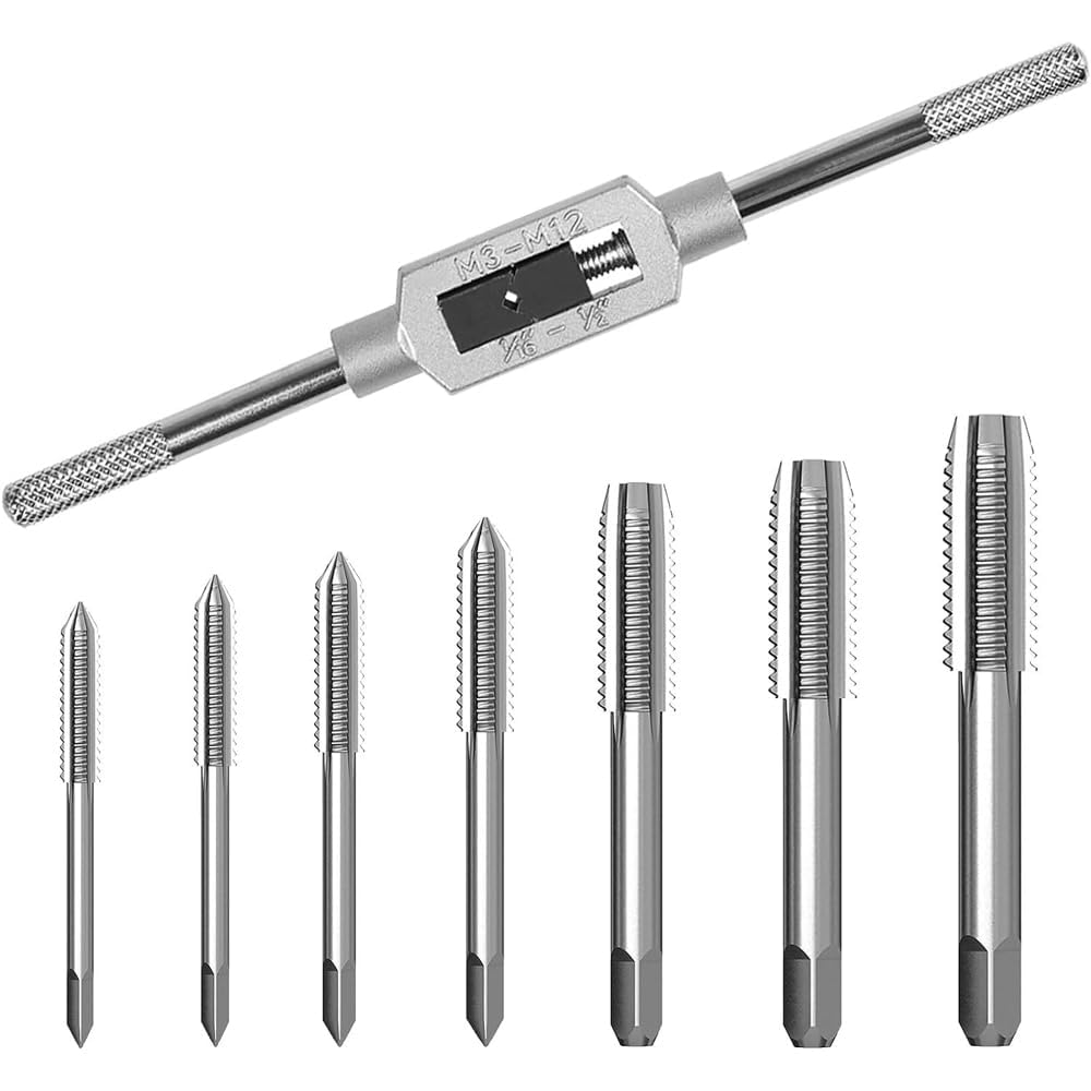 8Pcs M3-M12 Tap and Die Set – Metric Threading Tool Kit for Metalworking