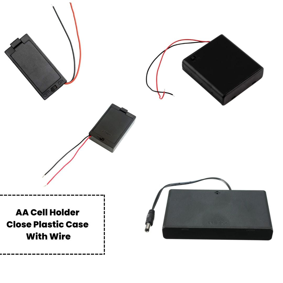 AA Cell Holder Close Plastic Case With Wire - Secure Battery Management