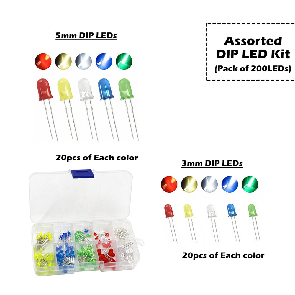 Bright DIP LED Round Top Diffused Type Assortment Kit Box