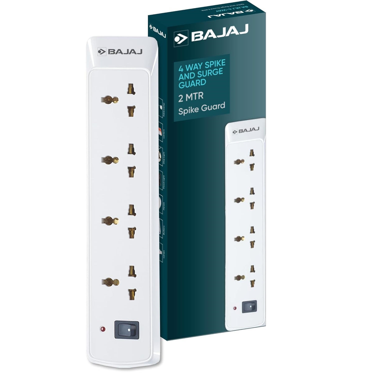 Bajaj Spike & Surge Guard Extension Board | 3‑4 Socket Surge Protector