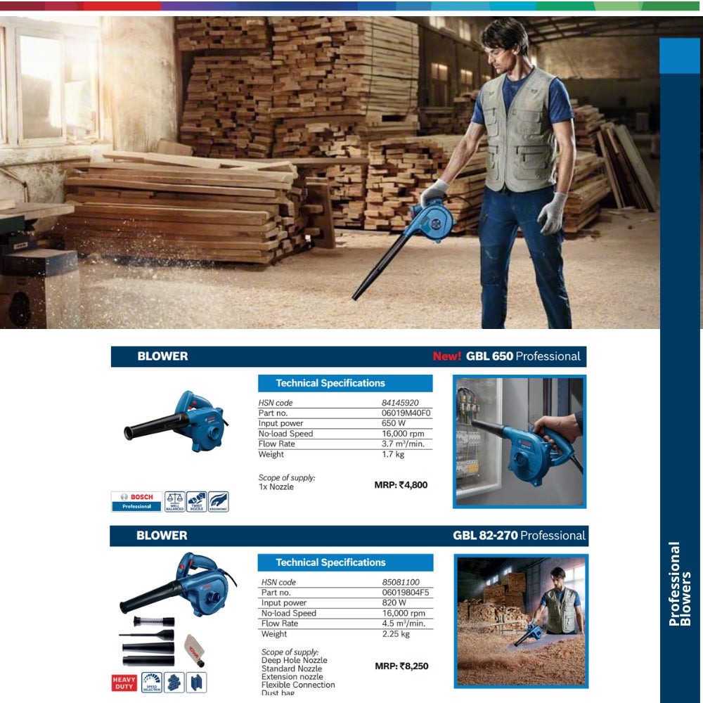 Bosch Professional Air Blowers – GBL 650, GBL 82-270 Corded