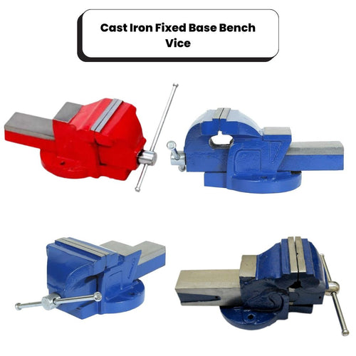 Cast Iron Fixed Base Bench Vice for Secure Workshop Grip