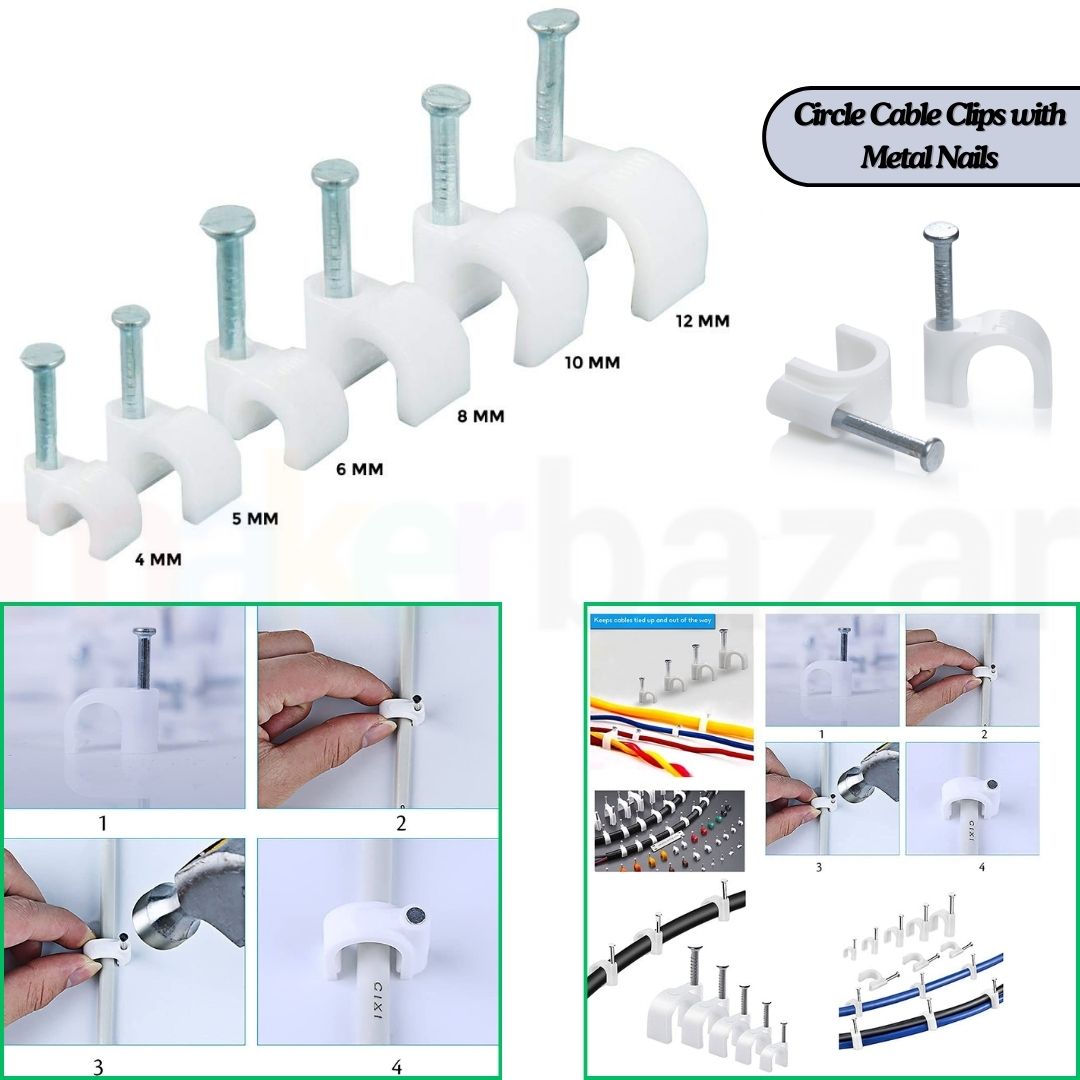 Buy Circle Cable Clip with Metal Nail for Wire | Makerbazar