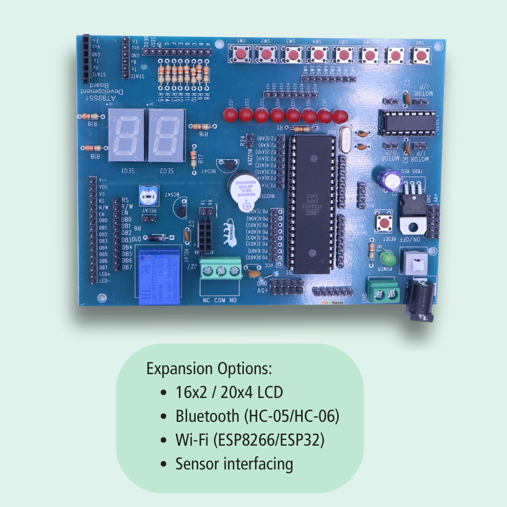 8051 Development Board | AT89S52 Microcontroller Training & Learning Kit