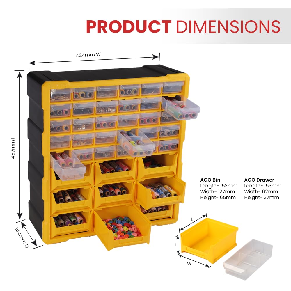 Alkon: ACO-9B30D Component Organizer Box with 9-Bins & 30-Drawers