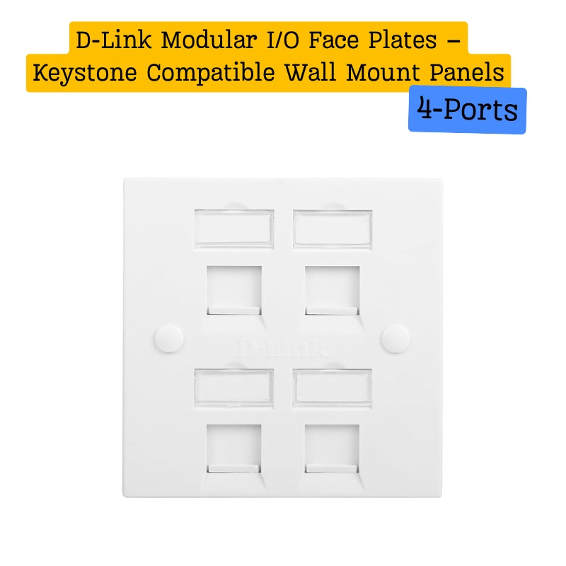 D-Link Keystone I/O Face Plates – Modular Wall Mount for RJ45/RJ11