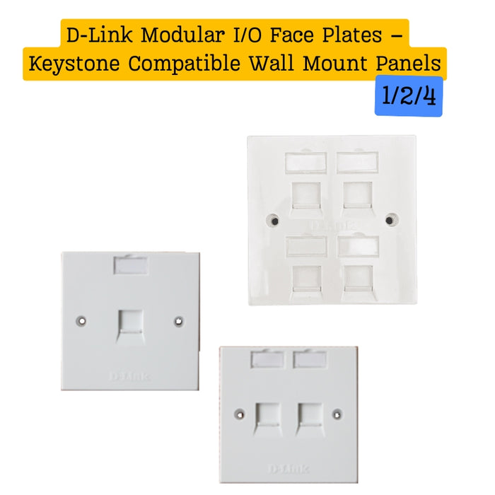 D-Link Keystone I/O Face Plates – Modular Wall Mount for RJ45/RJ11