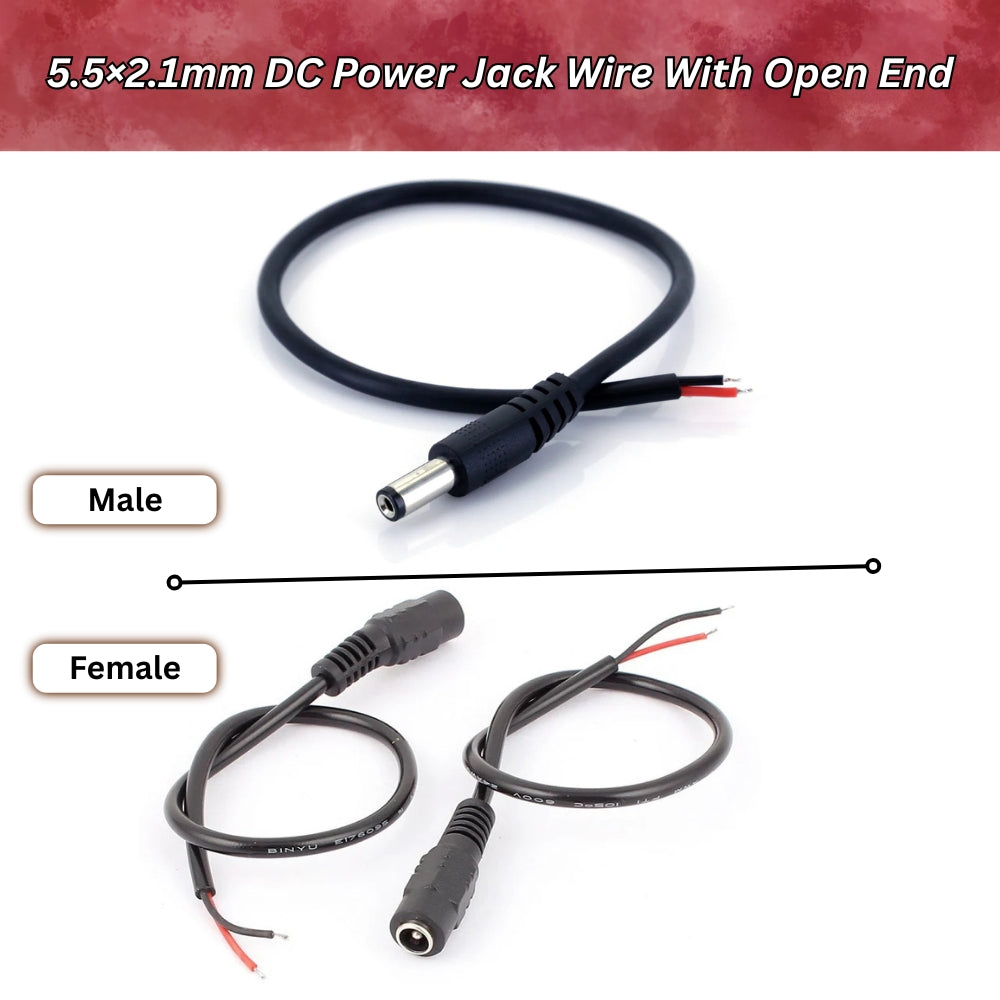 Buy DC Plug and Socket Wire Connector Kit – 12V Barrel Jack Male/Female ...