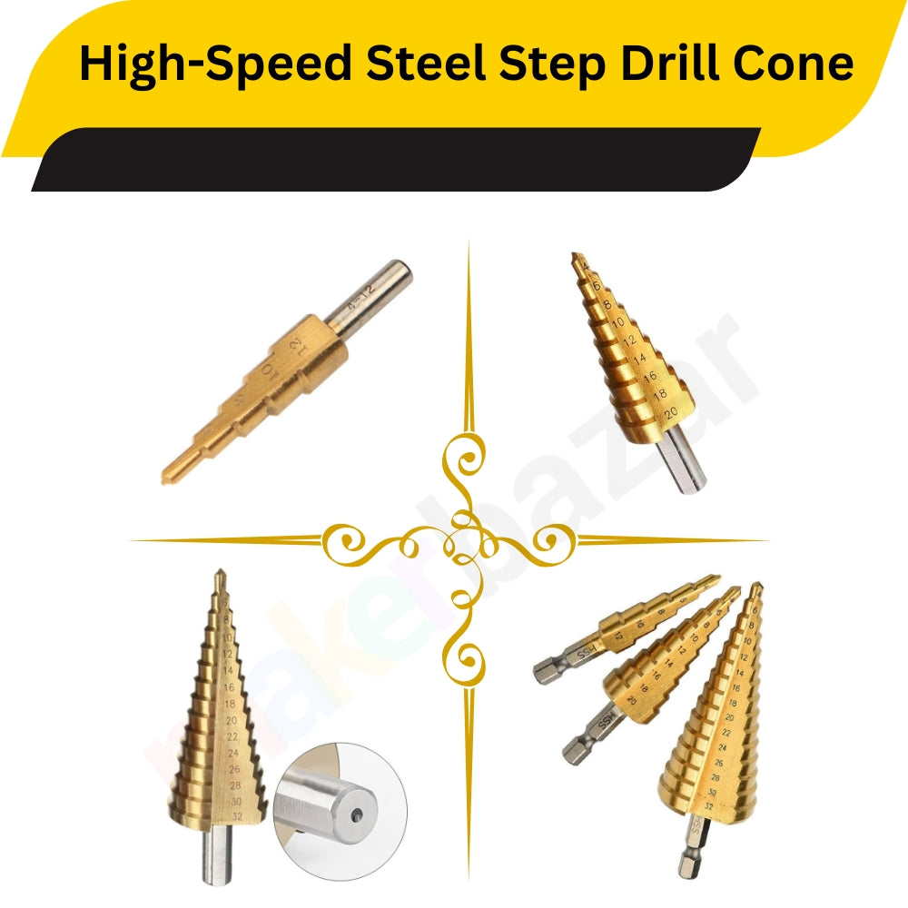 Buy High-Speed Steel Step Drill Bit – Multipurpose 4mm to 12mm Hole ...