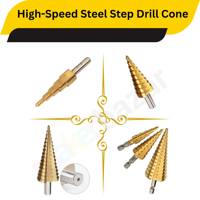 Buy High-Speed Steel Step Drill Bit – Multipurpose 4mm to 12mm Hole ...