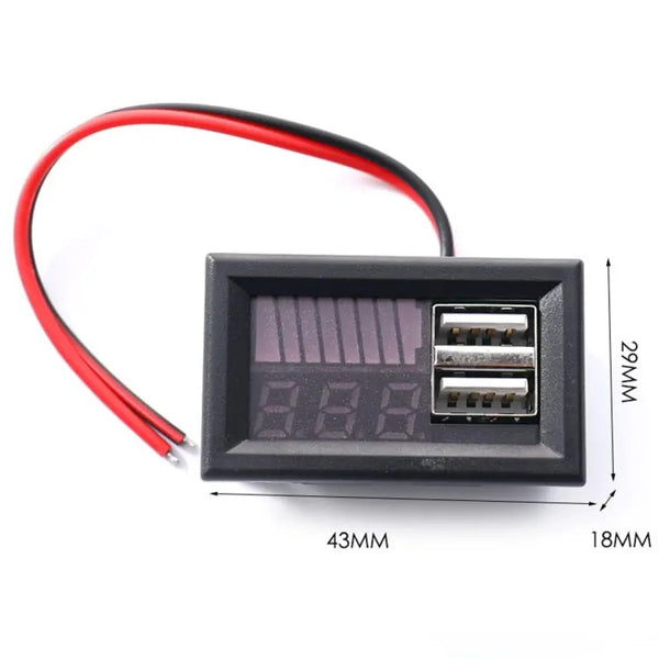 12V Universal Dual USB Digital Voltmeter & Battery Indicator Display M