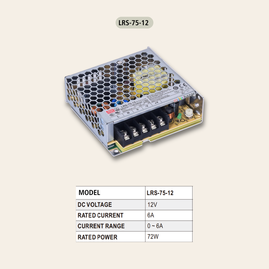 Mean Well LRS-75 75W Single Output Switching Power Supply