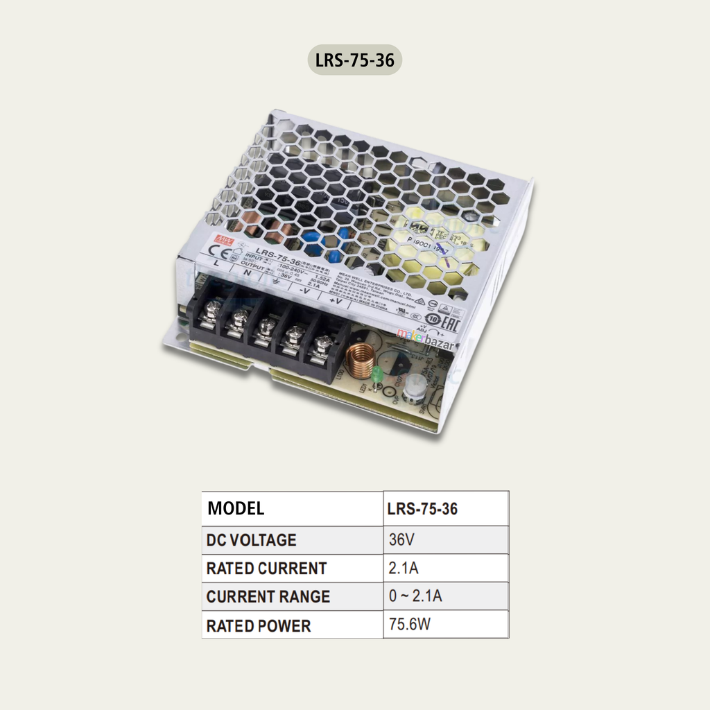 Mean Well LRS-75 75W Single Output Switching Power Supply