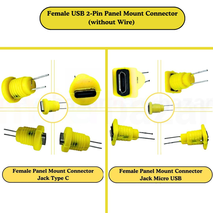 Shop Female USB 2-Pin Panel Mount Connector | Makerbazar