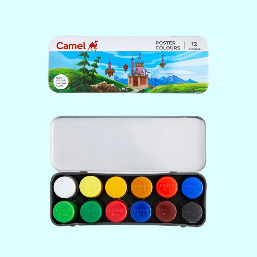 Camel Poster Color 12 Shades | Non-Toxic, Washable, Bright Paint Set
