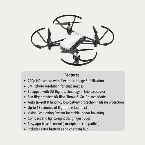 DJI Tello Nano Drone | 720p HD Camera & Stabilization