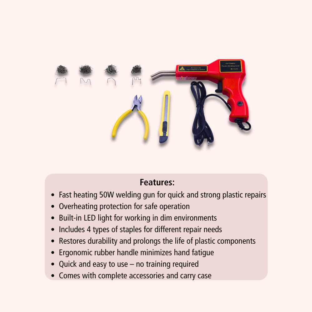 50W Soldering Gun Kit for Plastic Repair with Staples & Carry Case