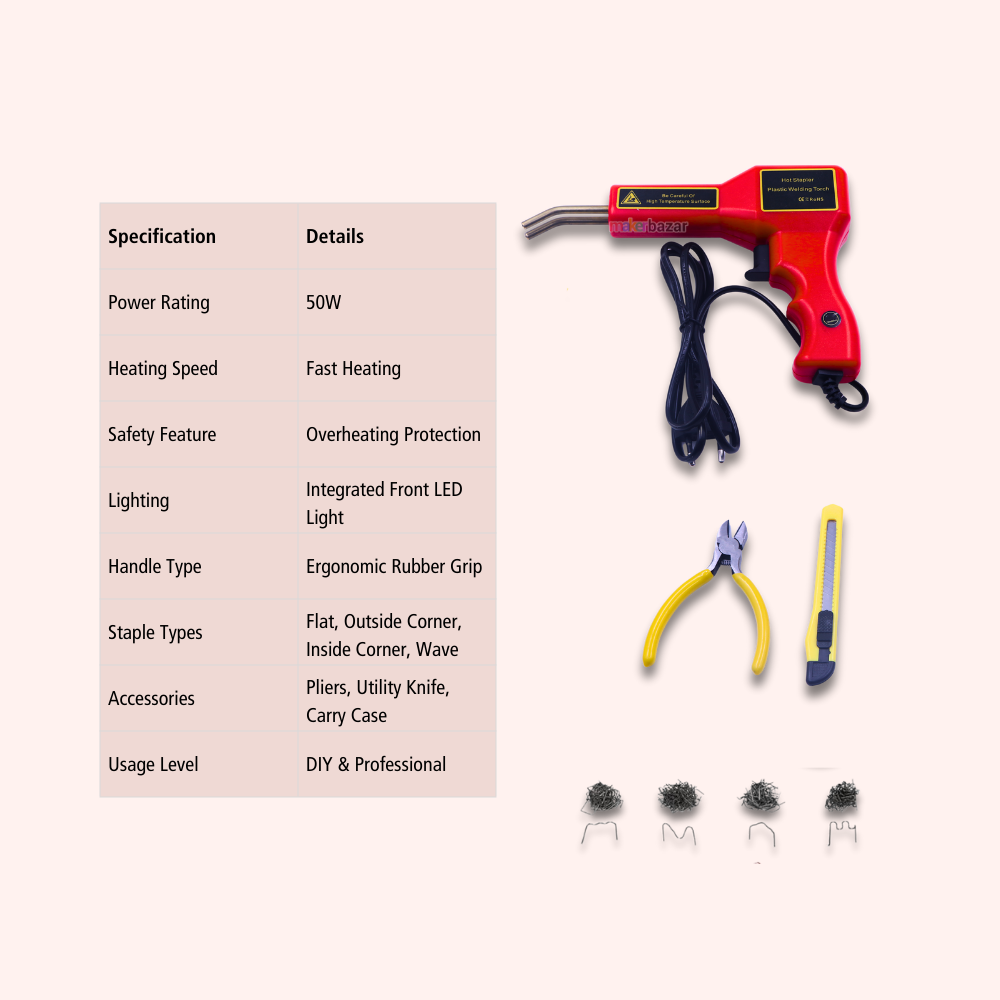 50W Soldering Gun Kit for Plastic Repair with Staples & Carry Case