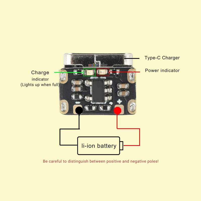 USB Type-C Lithium Battery Charging Board Module 5V 1A with Protection