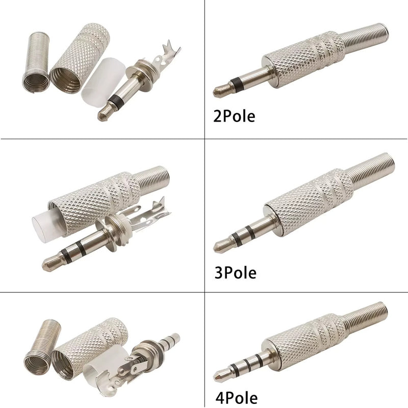 [Design-2] Full Metal Audio Jack Connector Male With Spring Tail