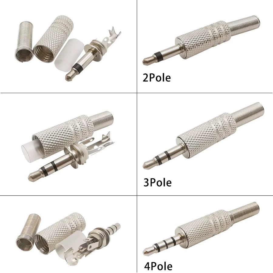 [Design-2] Full Metal Audio Jack Connector Male With Spring Tail