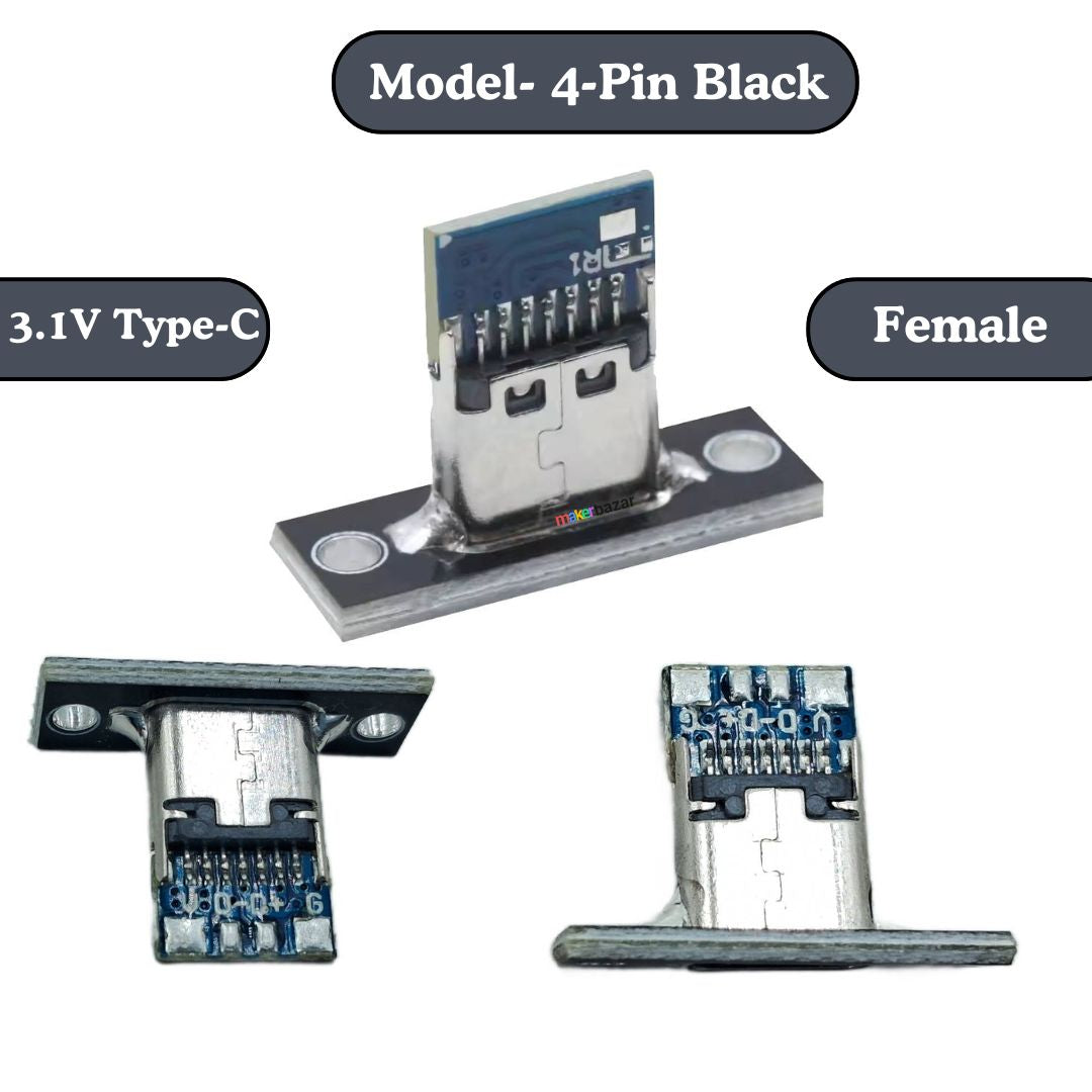 Buy 2/4-Pin TypeC Female Panel Mount Connector | Makerbazar