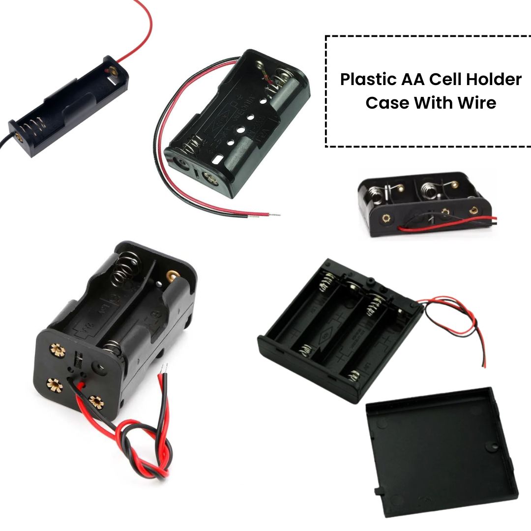 Plastic AA Cell Holder Case with Wire | Secure Battery Enclosure
