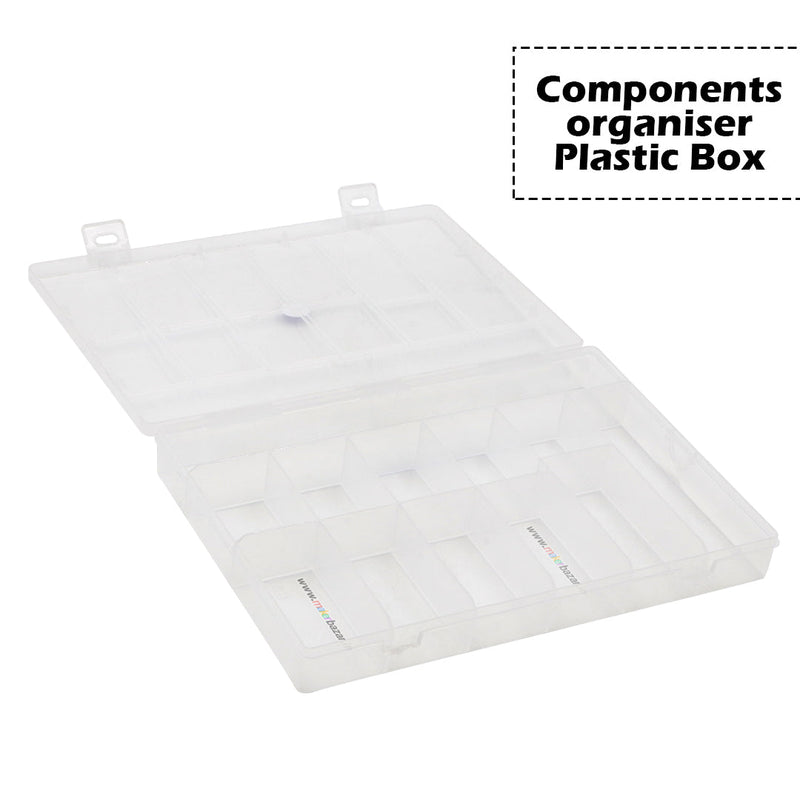 Versatile Non-Uniform Fixed Partition Clear Plastic Box Component Organizer