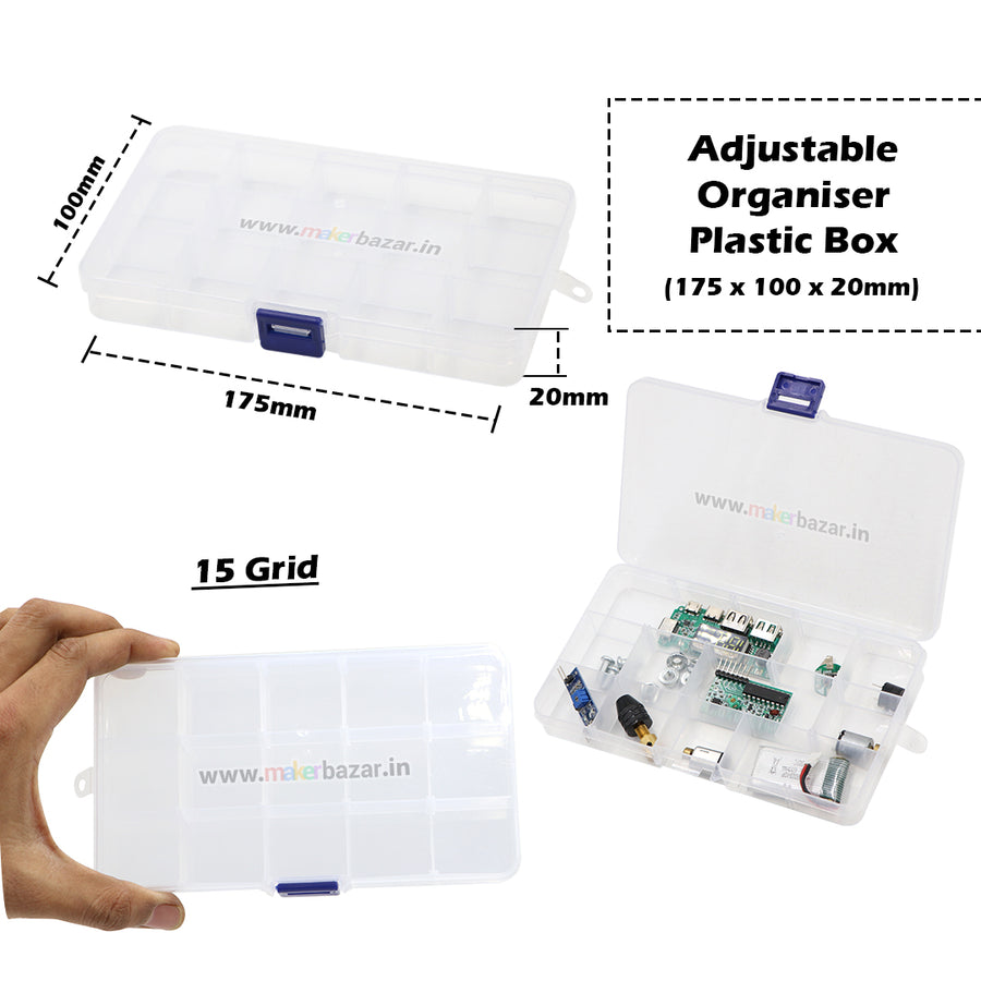 Adjustable Partition Clear Plastic Box Component Organizer: Customize ...