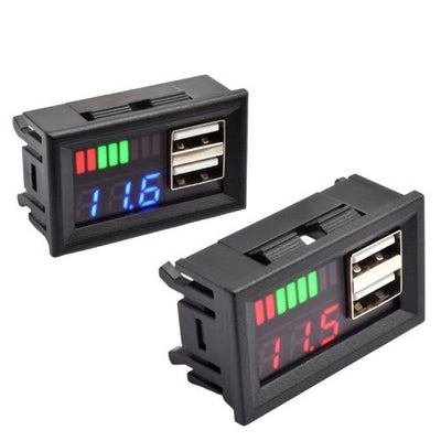 12V Universal Dual USB Digital Voltmeter & Battery Indicator Display M