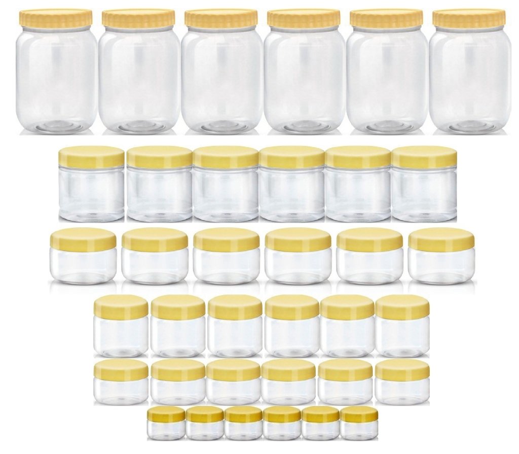 [Type 1] Plastic Round Jar Storage Box Container with Yellow Lid