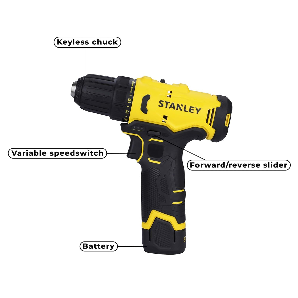 STANLEY SCH10D1 & SCH10D2K 12V Cordless Hammer Drill Driver – Compact ...