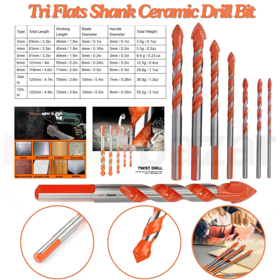 Buy 3-12mm Steel Center Arrow Drill Bit Set | Makerbazar