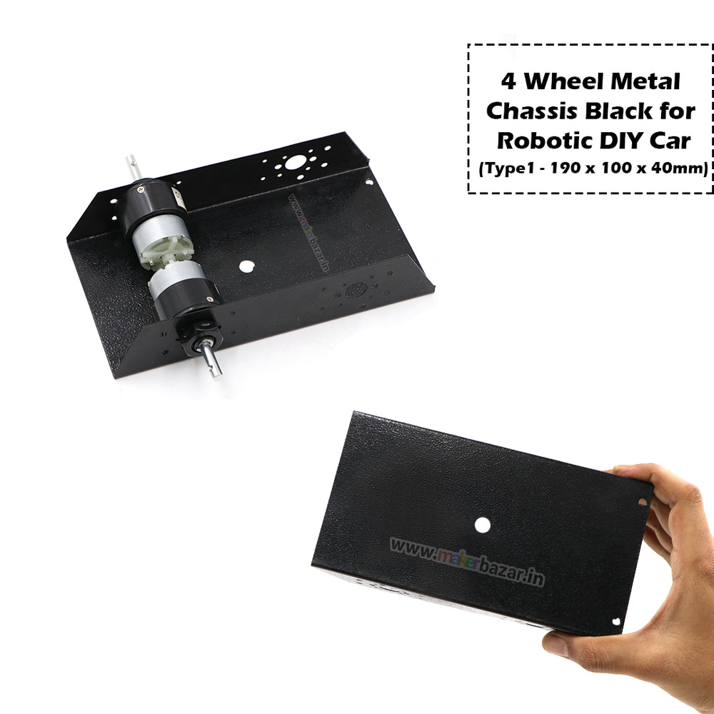 4 Wheel Metal Chassis Black for Robotic DIY Car
