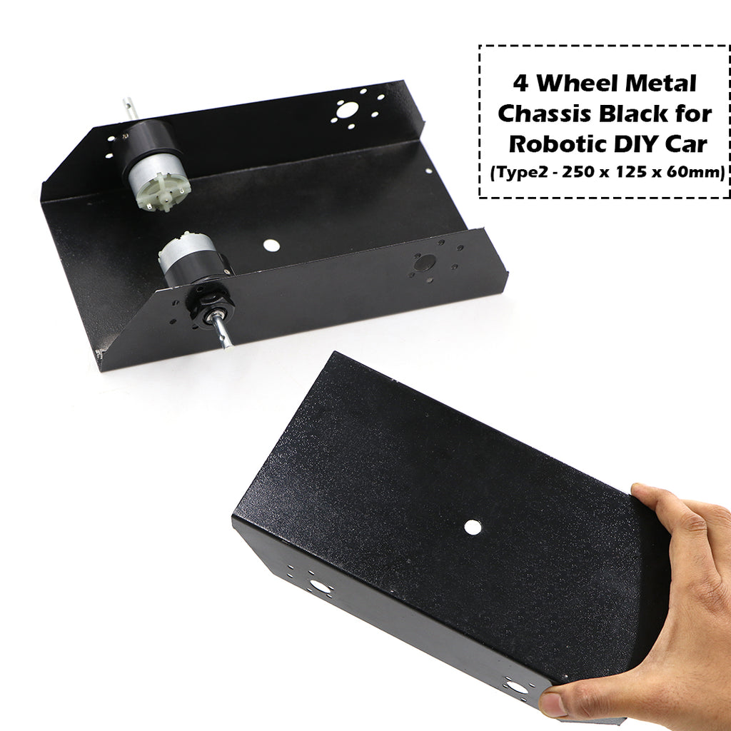 4 Wheel Metal Chassis Black for Robotic DIY Car