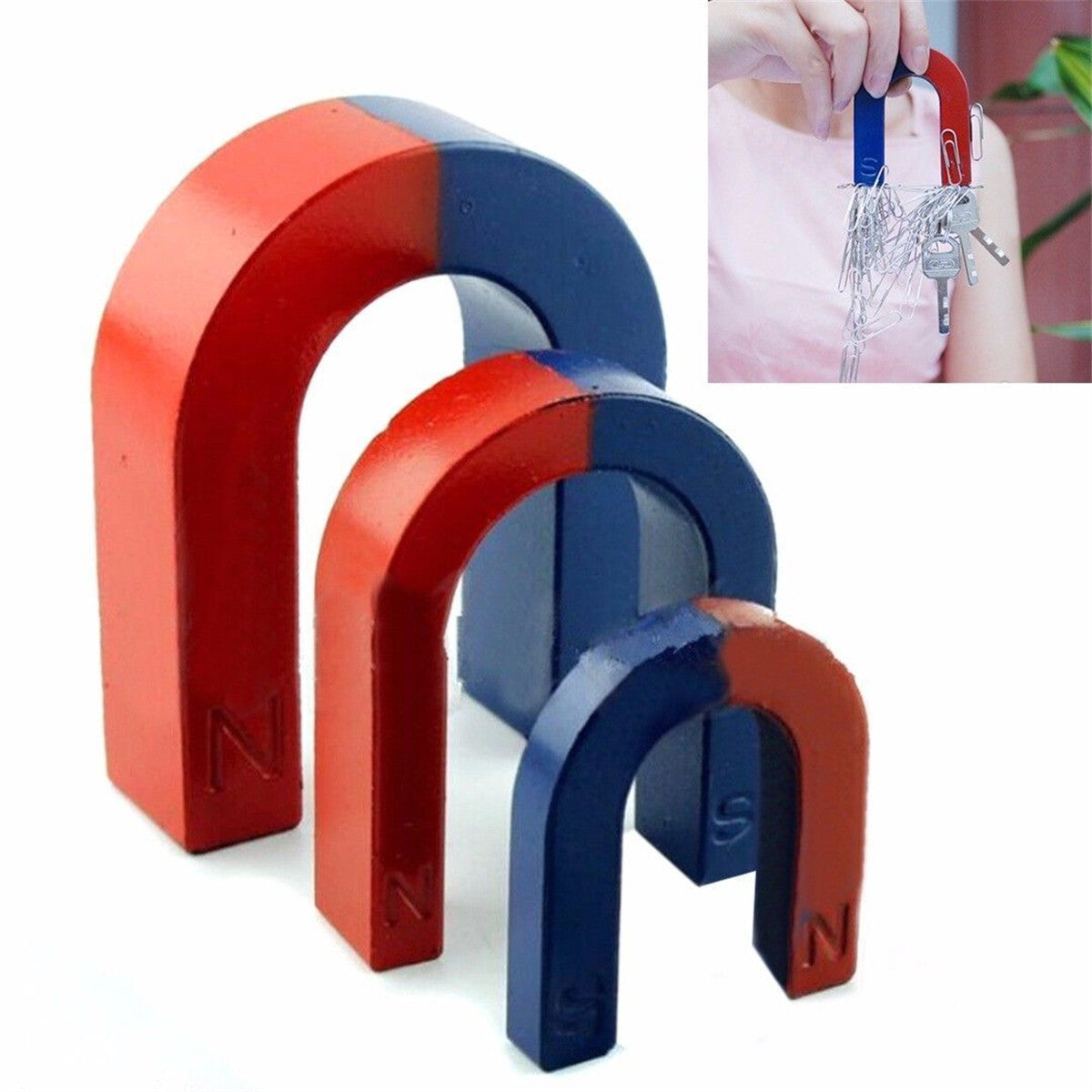 Red Blue Painted Pole U Shaped Horseshoe Magnet