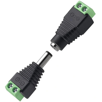 5.5×2.1mm DC Power Jack Plug with 2-Pin Screw Terminal – Male & Female ...