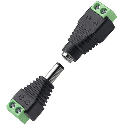 5.5×2.1mm DC Power Jack Plug with 2-Pin Screw Terminal – Male & Female ...