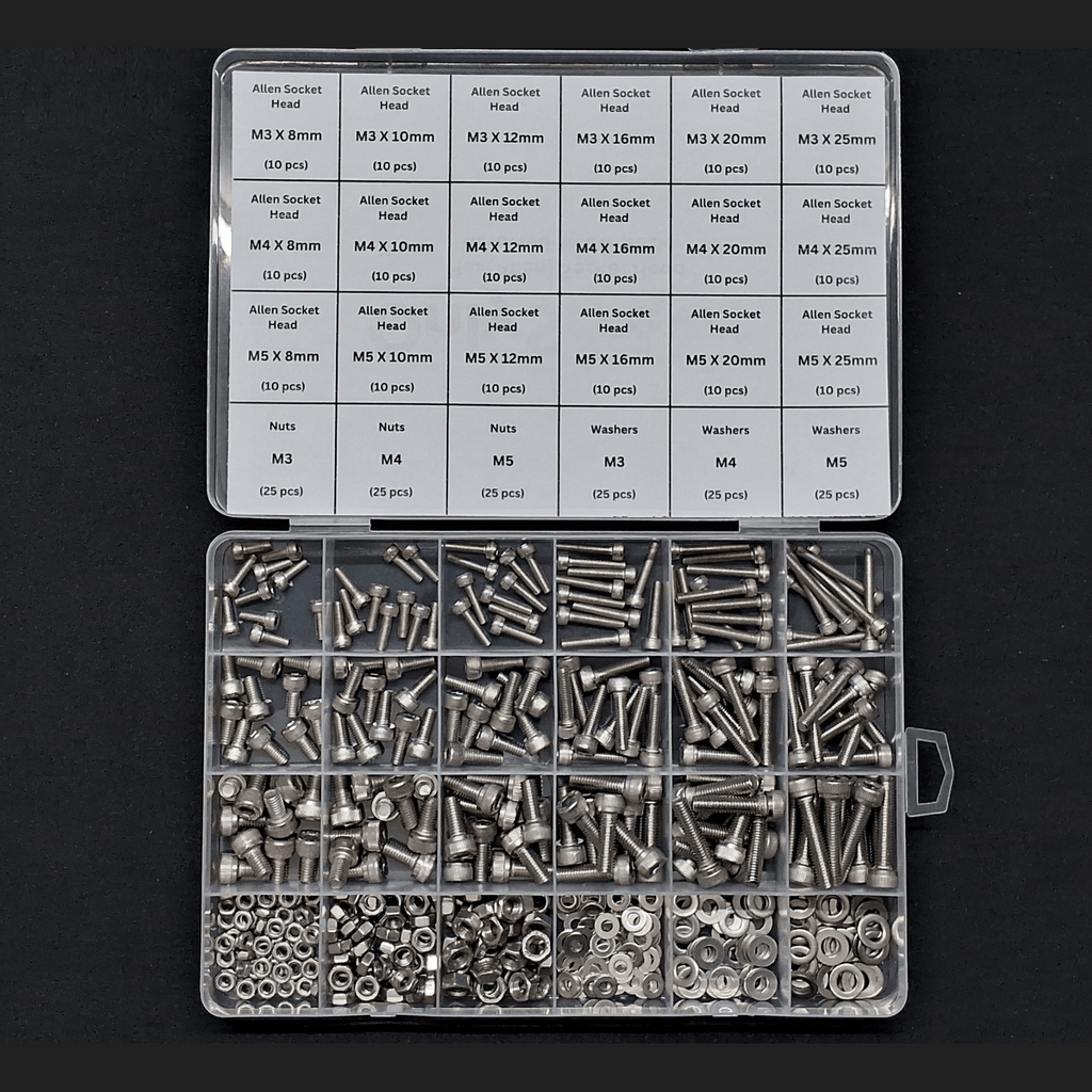 330pcs Assorted M3-M4-M5 Nut-Bolt-Washer Screw Pack Kits (SS304)